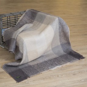 Mohérová deka Beige Grey Large Block 182 x 137 cm John Hanly