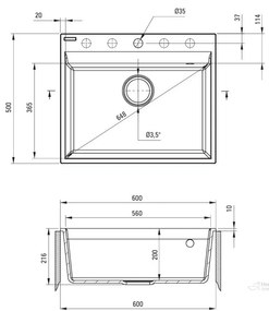 Deante Granite sink, 1-bowl