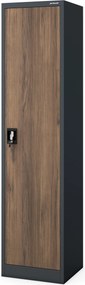Kovová kancelářská skříň na spisy a dokumenty, antracit/ořech, 450x1850x400 mm: ALEX Eco Design