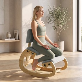 HOMCOM Ergonomická kolenní židle, kolenní stolička se záhlavím, vzhled manšestru, kancelářská židle do domácnosti, kanceláře, meditace, tmavě šedá