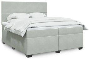 Box spring postel s matrací světle šedá 200x200 cm samet 3293296