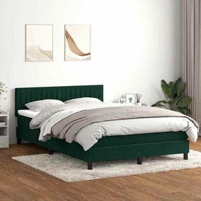 Box spring postel s matrací a LED tmavě zelená 160x220 cm samet 3317130