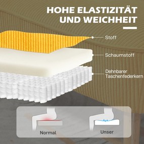 HOMCOM 2místná čalouněná pohovka Dvoumístná pohovka z polyesterové pěny podobné šňůře do obývacího pokoje, ložnice 117 x 56,5 x 77 cm Žlutá | Aosom
