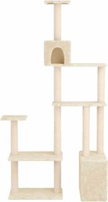 Kočičí strom se škrabacími sloupky sisal Krémová 177,5 cm 172389