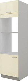 KARMEN | vysoká skříňka 60 DPM-210 2F na vestavnou troubu a mikrovlnku | 60 cm | světle šedá/krémová lesk