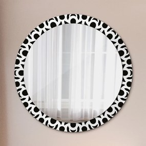 Kulaté dekorativní zrcadlo Černá geometrická ozdoba fi 90 cm