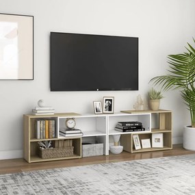 TV skříňka bílá a dub sonoma 149 x 30 x 52 cm kompozitní dřevo