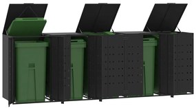 Box na 5 popelnic černý 345 x 79 x 117 cm ocel 3279980