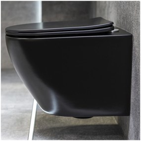 Aplomo Delos Black WC závěsné se sedátkem, rimless