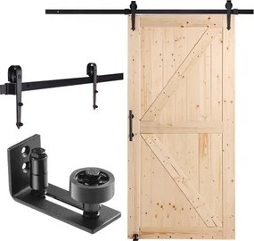 Sada dřevěných posuvných dveří a kování hladce 76,2 × 106,7 cm