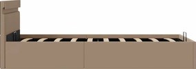 Rám postele s LED a úložištěm cappuccino umělá kůže 90 x 200 cm 285558