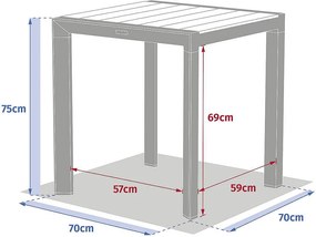 Hliníkový stolek VANCOUVER 70x70 cm (ivory/efekt dřeva)