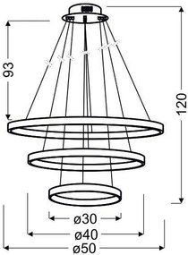 Chromové závěsné LED svítidlo Lune kulaté 50cm 60W  - Candellux