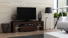 Mazzoni TV stolek MILA lesk 130 LED wenge, wenge zásuvka