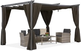 Hnědá pergola La Palma 4x4m se závěsy Garden Point