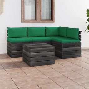 vidaXL 5dílná zahradní sedací souprava z palet borovice tmavě šedá [3061829] Barva: Zelená