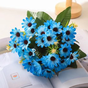 Umělá květina 15 ks - sedmikrásky Barva: modrá