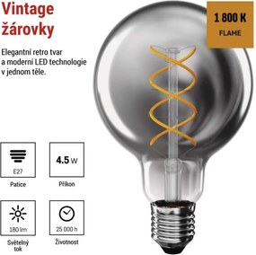 LED žárovka DECO SMOKED G95 teplá bílá