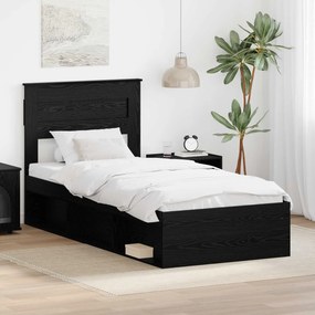 Rám postele s čelo Černá 100 x 200 cm Masivní borové dřevo 3409792