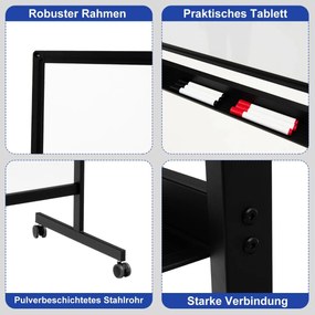Costway Oboustranná magnetická mobilní tabule Mobilní rolovací tabule