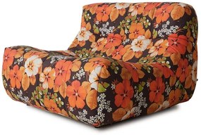 Květované oranžovo-hnědé venkovní pěnové lehátko Lazy Lounge - 105*105*75 cm