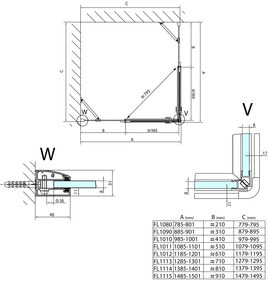 Polysan FORTIS LINE sprchové dveře 800mm, čiré sklo, levé FL1080L