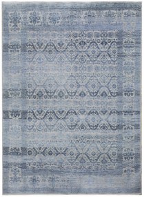 Diamond Carpets India, Ručně vázaný kusový koberec Diamond DC-HALI B Silver/blue, 120x170, modrá, chodba / předsíň