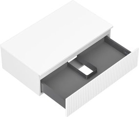 Mexen Rivel, koupelnová skříňka 80 cm s pracovní deskou, 1 zásuvka, drážkovaná, bílá matná, 91A20-08023-1-BFC01