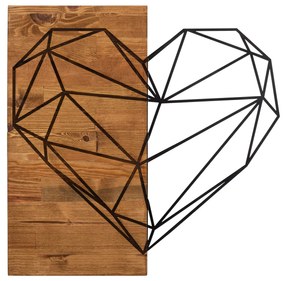 Wallexpert Dekorativní nástěnný dřevěný doplněk Heart, Černá, Ořech