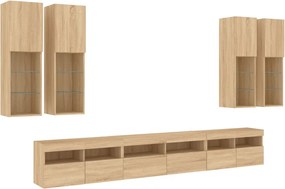 7dílná obývací stěna s LED osvětlením dub sonoma 3216780