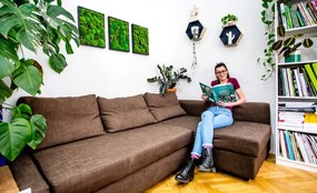 Mechový obraz 50x50 cm kombinovaný mech kopečkový s plochým, černá