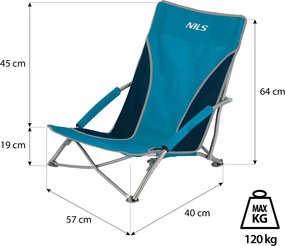 NC3035 MODRO-ŠEDÉ PLÁŽOVÉ KŘESLO NILS CAMP