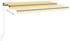 Ručně zatahovací markýza s LED světlem 450 x 300 cm žlutobílá,  3069123