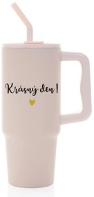 KRÁSNÝ DEN - růžový cestovní termohrnek 900 ml
