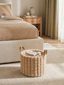 Sinsay - Úložný koš s hebkým povrchem a uchy - béžová