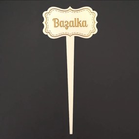 AMADEA Dřevěný zápich - cedulka na bylinky Bazalka, výška 20 cm, český výrobek