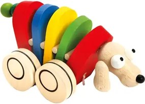 BINO Tahací pejsek na kolečkách 19 cm / Dřevo / od 2 let