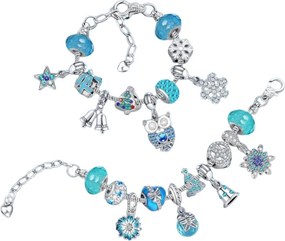 Adventní kalendář BLUE DIAMONDS s náramky, řetízky a přívěsky, modrá/stříbrná