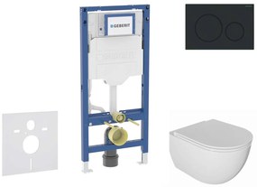 Geberit Duofix - Set předstěnové instalace, klozetu Oudee a sedátka softclose, tlačítko Sigma20, matná černá/černá SANI11CA5128B