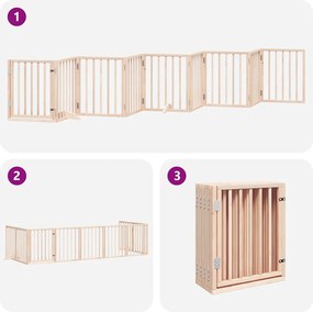 Zábrana pro psy s dvířky skládací 9 panelů 450 cm topol 3155529