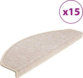 Schodové rohože 15 ks 65 x 24 x 4 cm béžové, půlkulaté, velké 133890