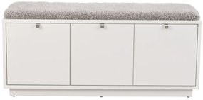 ROWICO bílá lavice s úložným prostorem CONFETTI a šedým sedákem 106 cm 103764
