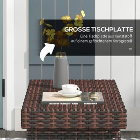 Outsunny ratanový skládací zahradní stůl hnědý 60x41x41cm ideální na balkon a terasu | Aosom.de