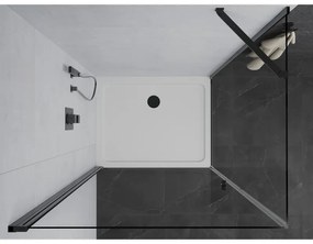 Mexen Pretoria sprchový kout s otočnými dveřmi 100 x 90 cm, průhledné, Černá + vanička do sprchového kouta Flat - 852-100-090-70