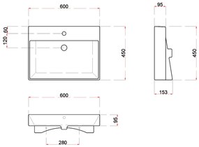 Sapho 17060 Kare 60 umyvadlo nábytkové 60x46 cm