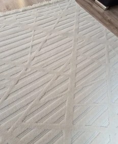HU Krémově béžový moderní koberec TWIST CREAM 20294A Rozměr: 60x100 cm