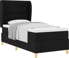 Postel s boxspringem s čelo Černý 190 x 90 cm textil 3340727