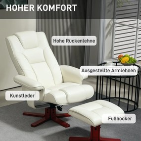 HOMCOM Relaxační křeslo s taburetem, TV křeslo s funkcí polohování, houpací funkce, čalouněné polohovací křeslo s nastavitelným opěradlem, do 150 kg,…