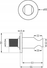 Mosazný držák sprchy MEXEN KAI - kulatý - černý matný, 79351-70