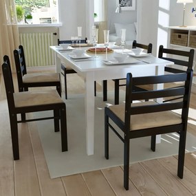 Jídelní židle 6 ks hnědé masivní dřevo a samet 272091